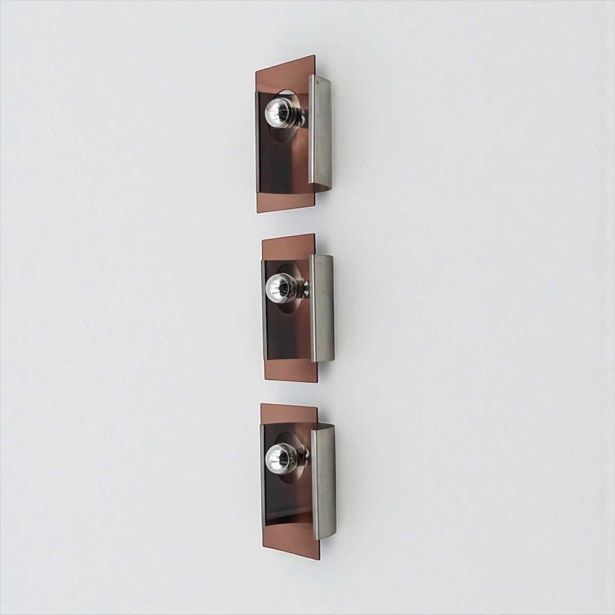 Vintage Space Age Wall Lights in Smoked Acrylic Glass and Metal, 1970s ...