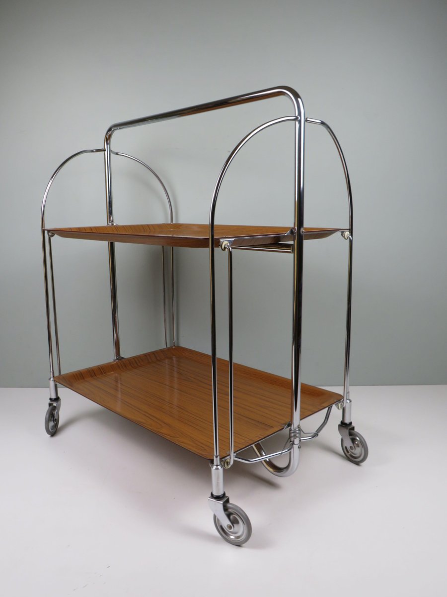 Dinett Folding Serving Trolley from Bremshey & Co., Germany, 1950s ...