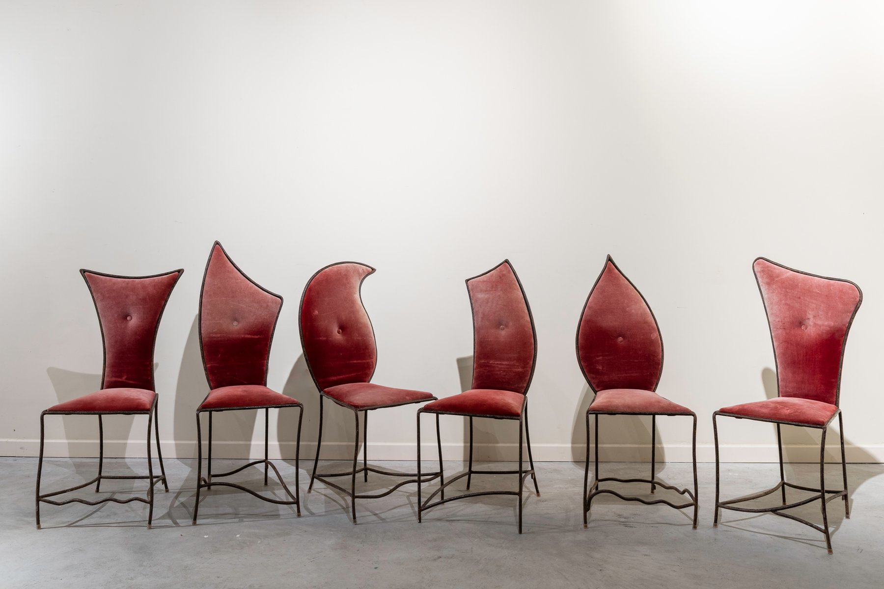 Vintage Surrealist French Iron Chairs, 1980s, Set of 6 for sale at Pamono