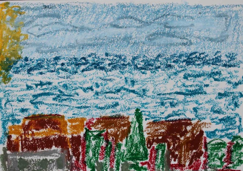 Alfredo Pizzi, Sea, Pastel Drawing, 2025 for sale at Pamono
