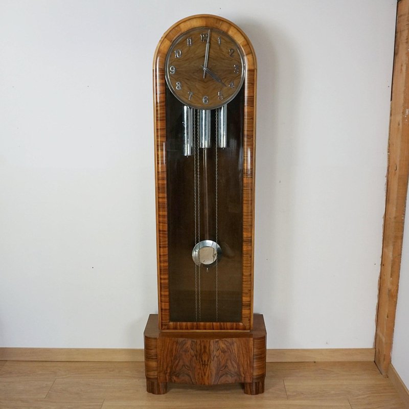 Vintage Longcase Clock in Walnut, 1930s for sale at Pamono