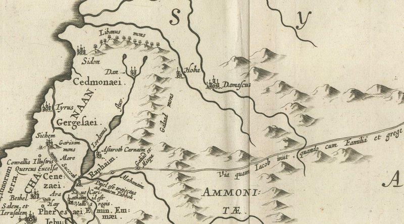 Antique Biblical Map of the Holy Land, 1650 for sale at Pamono