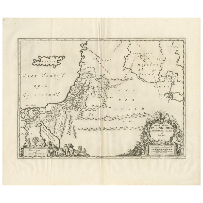 Antique Biblical Map of the Holy Land, 1650 for sale at Pamono