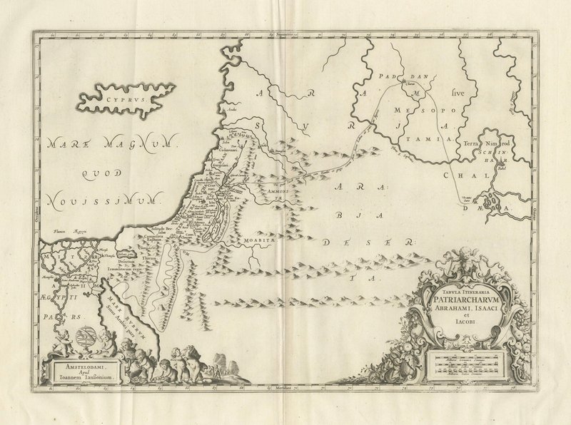 Antique Biblical Map of the Holy Land, 1650 for sale at Pamono