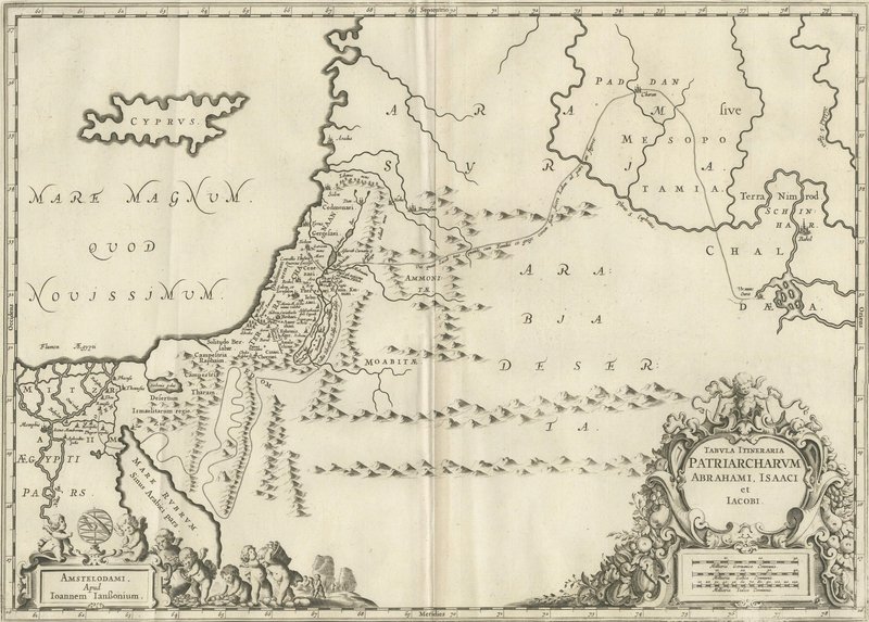 Antique Biblical Map of the Holy Land, 1650 for sale at Pamono