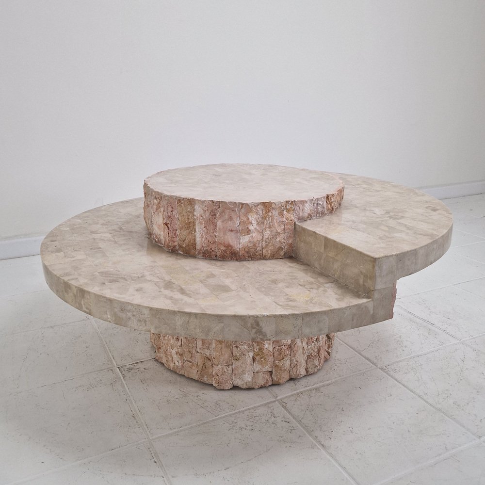 Round Fossil Stone Coffee Table from Magnussen Ponte, 1980s for sale at ...