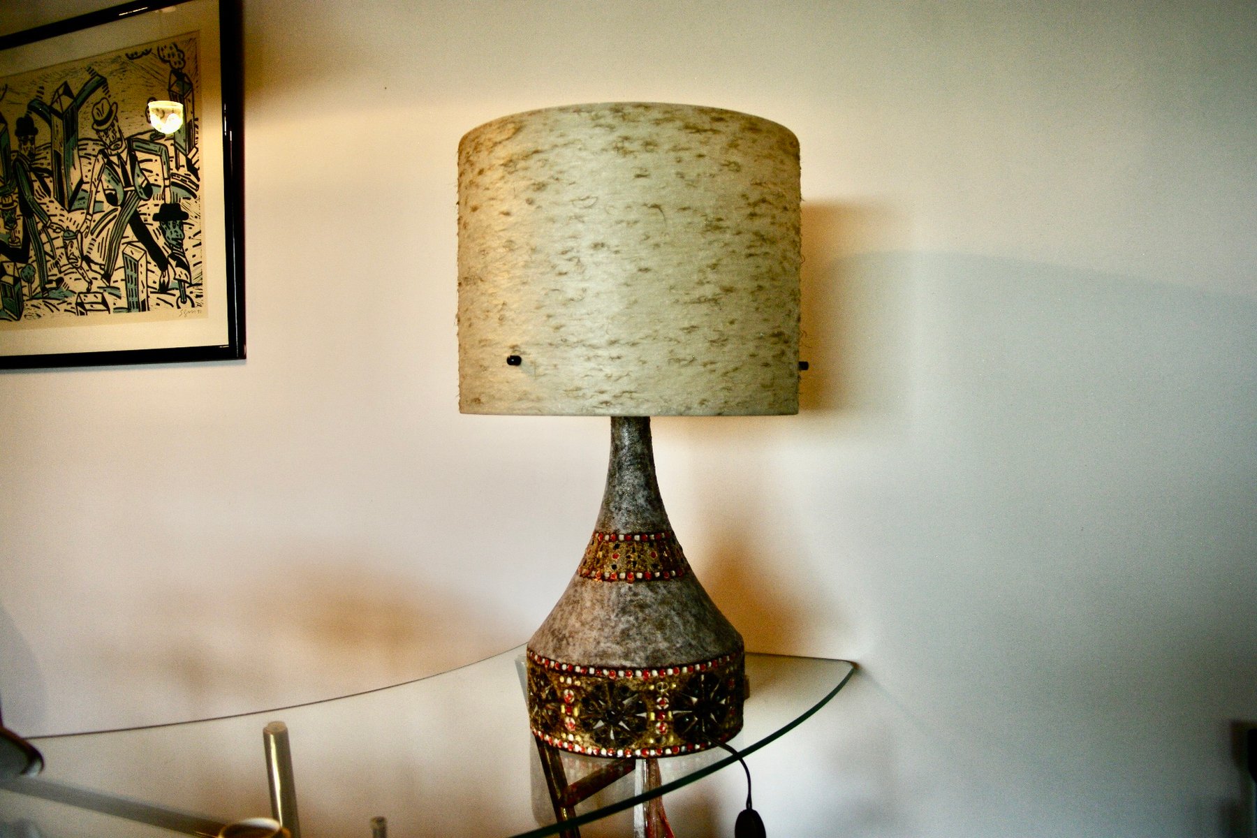 Glazed Ceramic Lamp by Raphael Giarrusso, 1960 for sale at Pamono