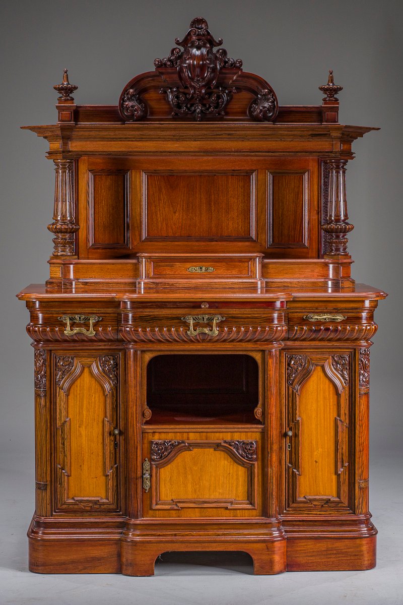 Neo-Baroque German Buffet Cabinet in Walnut & Mahogany, 1890s for sale ...