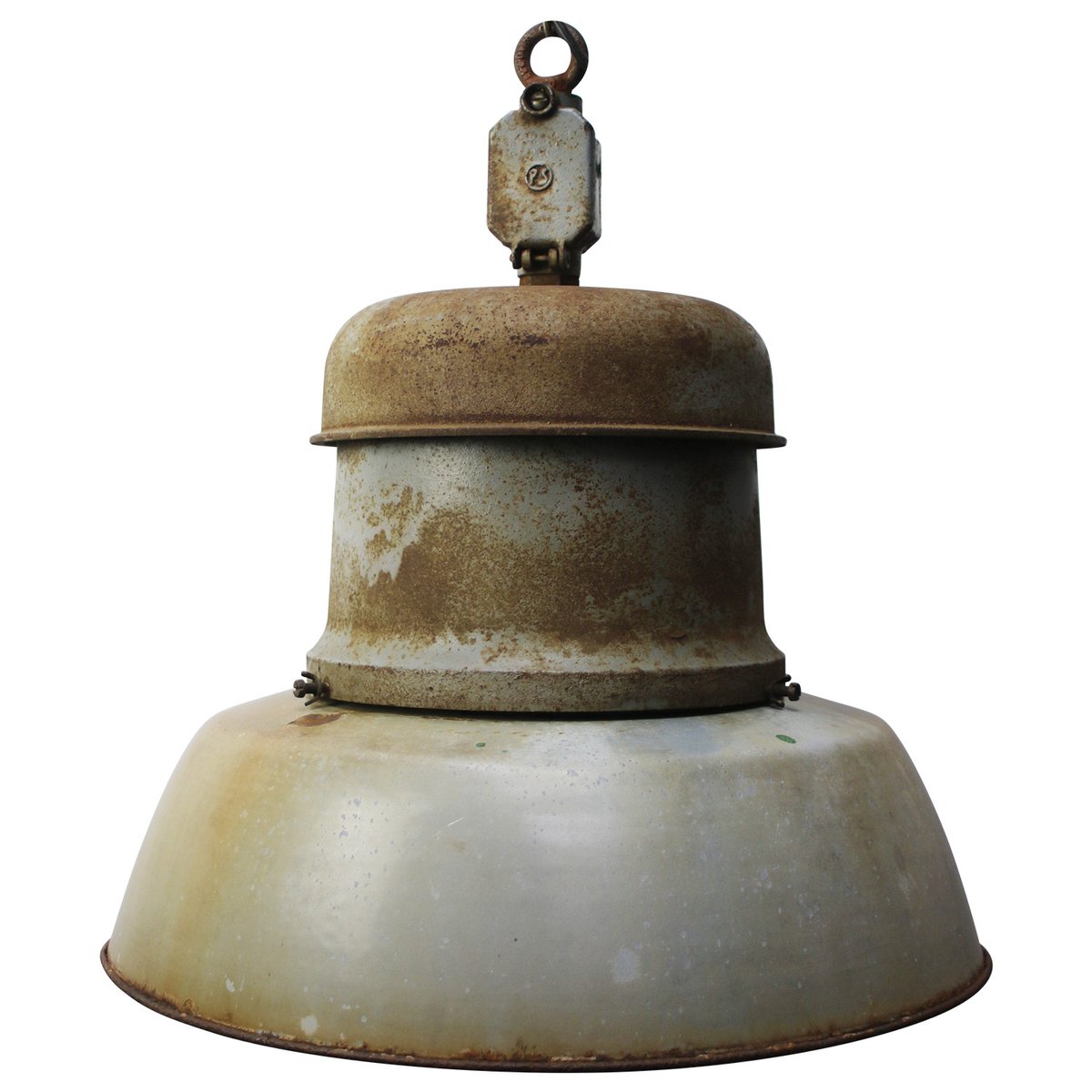 Vintage Industrial Light Gray Enamel and Cast Iron Train Station ...