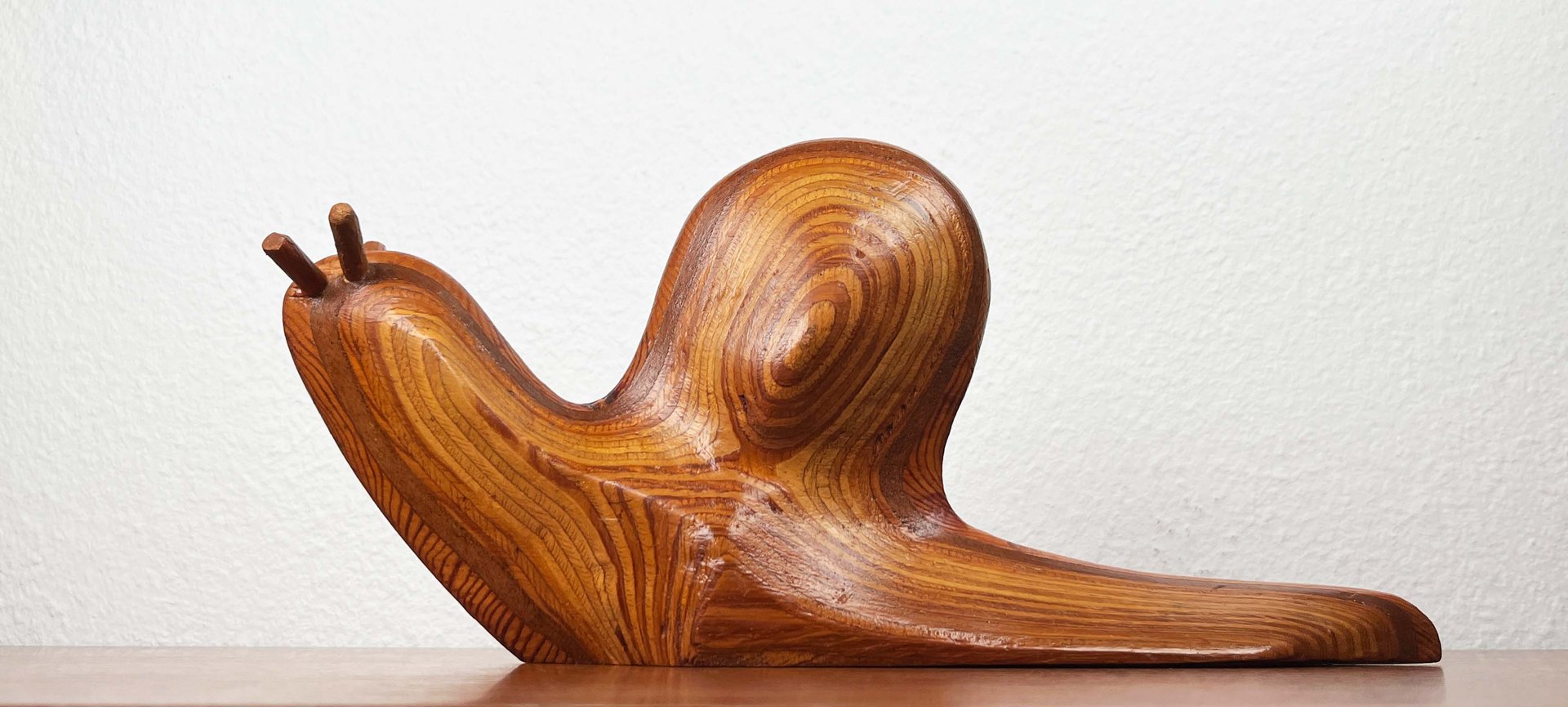 Large Mid-Century Modern Danish Wooden Carved Snail Sculpture, 1960s ...
