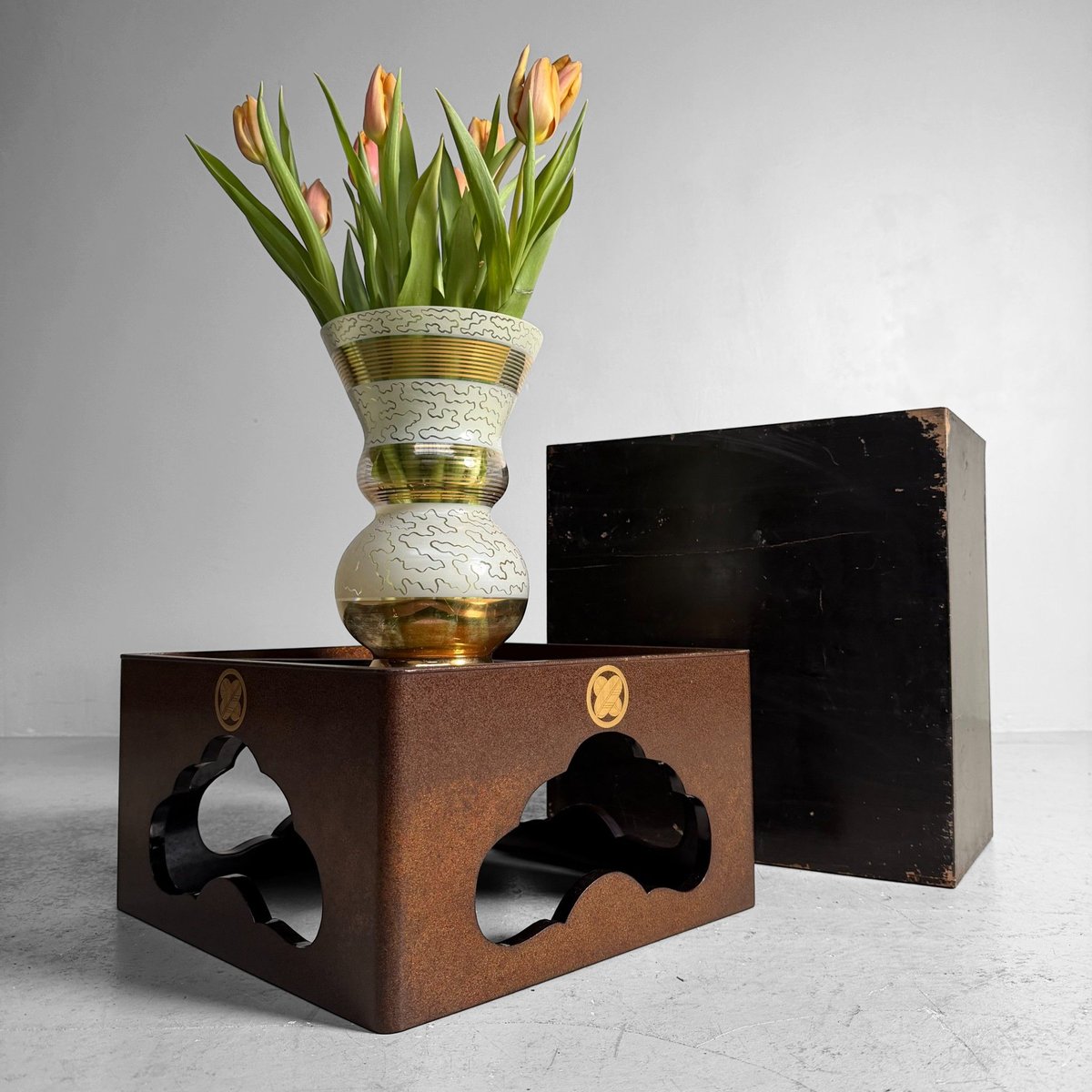 Japanese Lacquered Jubako-Dai Display Stand with Gold Kamon, 1920s for ...