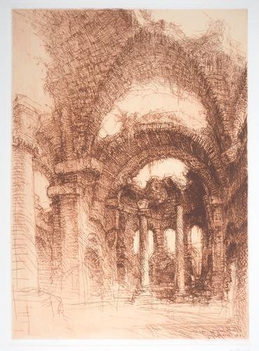 Jean Michel Mathieux-Marie, Hadrian's Villa, Etching for sale at Pamono