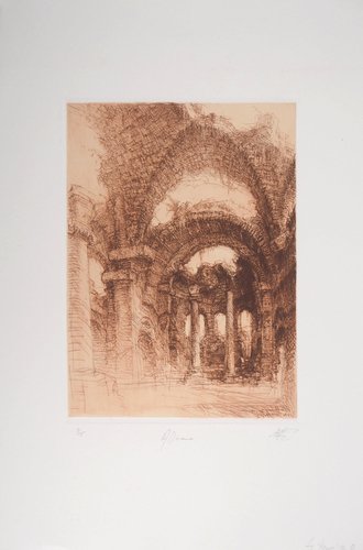 Jean Michel Mathieux-Marie, Hadrian's Villa, Etching for sale at Pamono