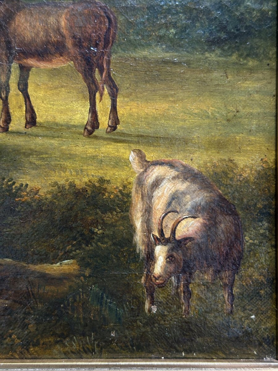 Charles Desan, Landschaft mit Rindern, 1846, Öl auf Leinwand, Gerahmt ...