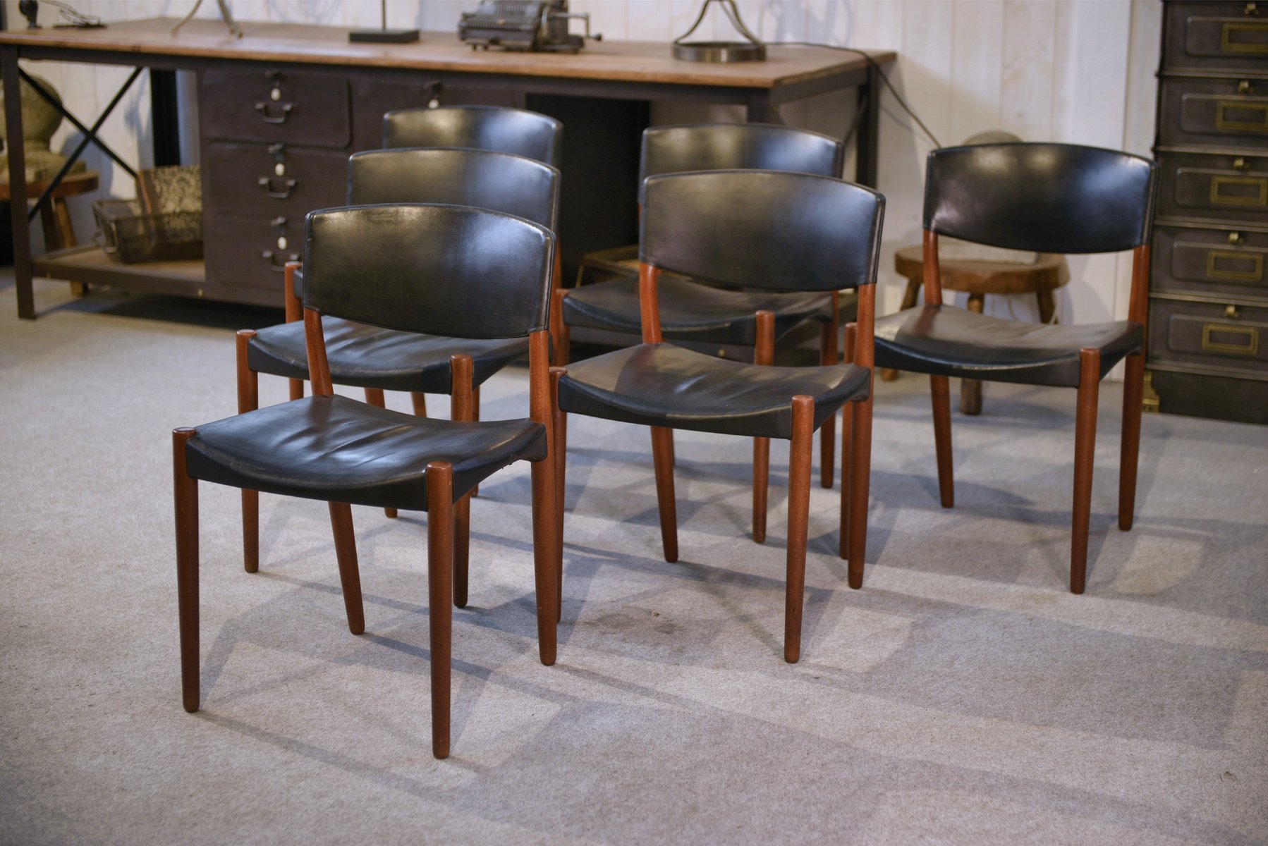 Scandinavian Chairs in Leather by Ejner Larsen and A. Bender Madsen for ...