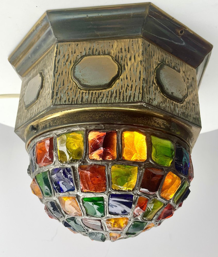 Arts & Crafts Chunk Glass Globe Light by Peter Marsh for Nader, 1940 ...