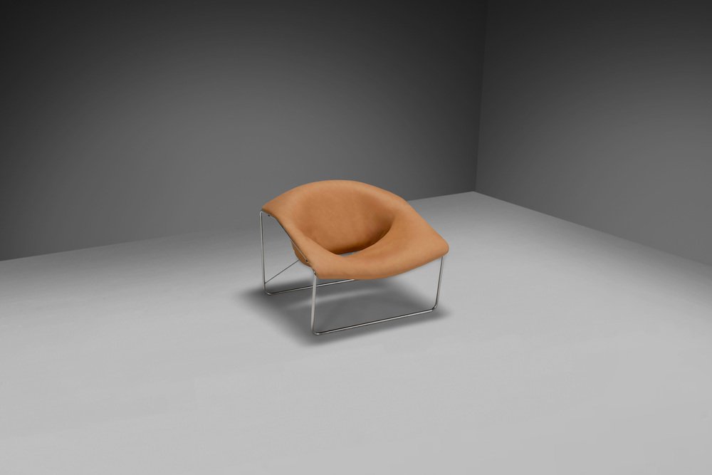 Leather and Chrome Cubique Chair attributed to Olivier Mourgue for ...