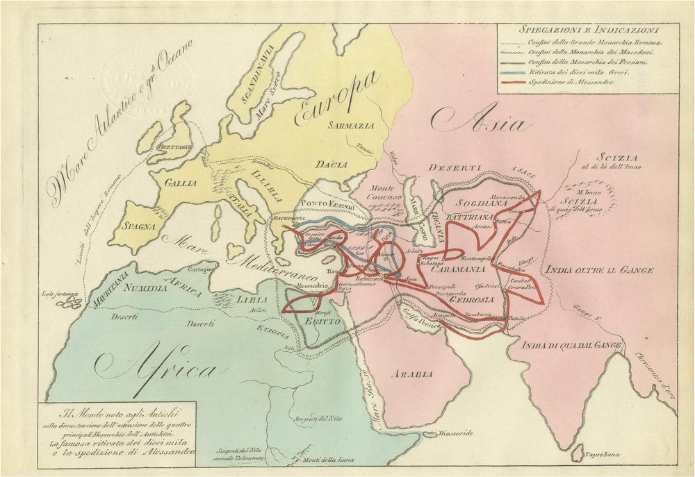 Antique World Map with Roman, Macedonian and Persian Empires from ...