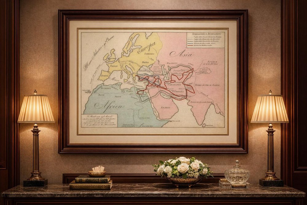 Antique World Map with Roman, Macedonian and Persian Empires from ...