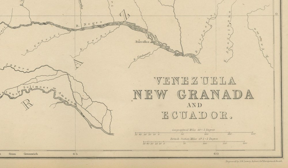 Venezuela, Nuova Granada ed Ecuador, Mappa antica, Nord America del Sud ...