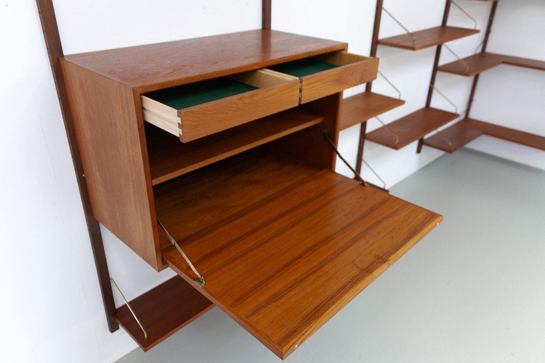 Danish Six-Bay Modular Teak Corner Wall Unit by Poul Cadovius for Cado ...