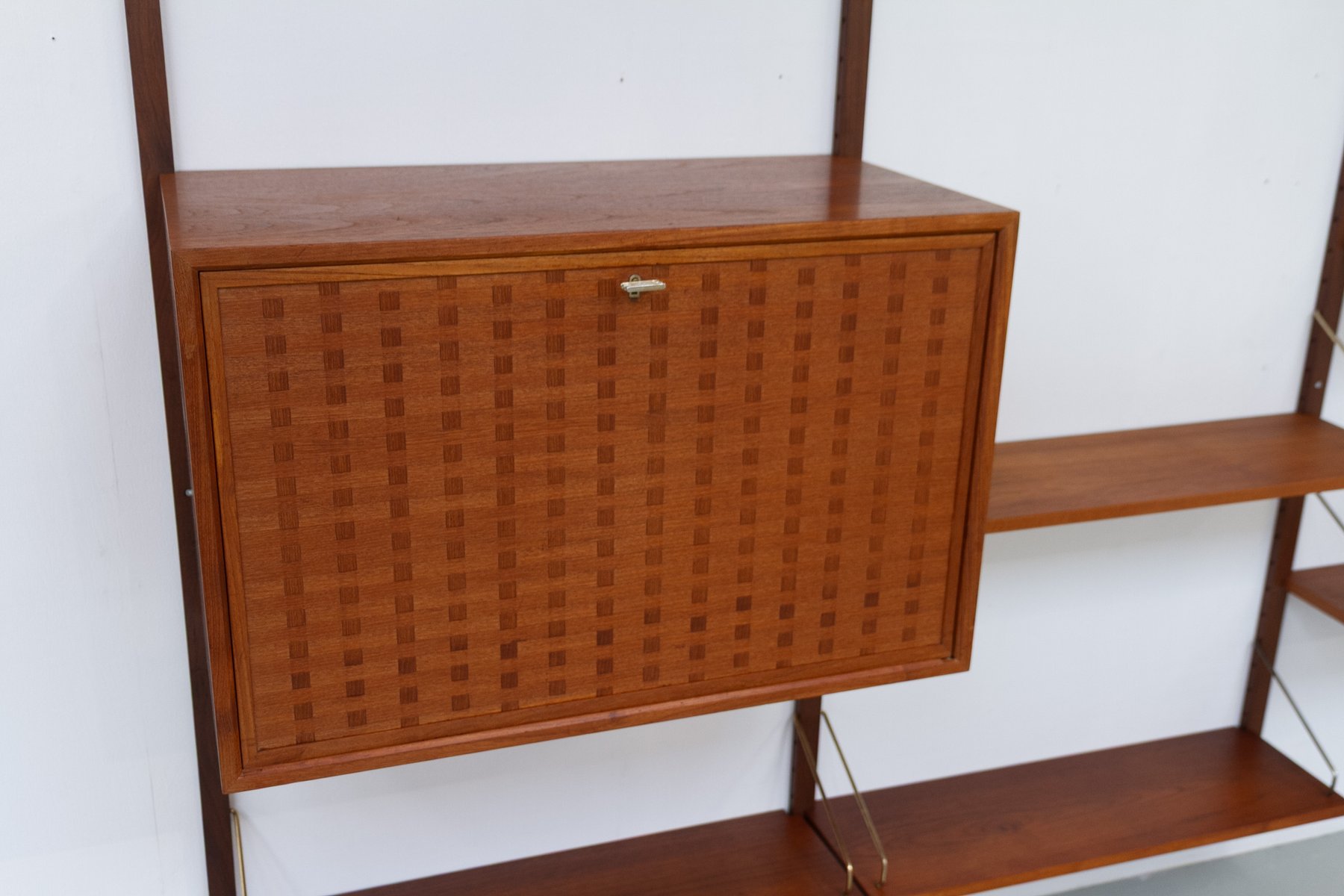 Danish Six-Bay Modular Teak Corner Wall Unit by Poul Cadovius for Cado ...