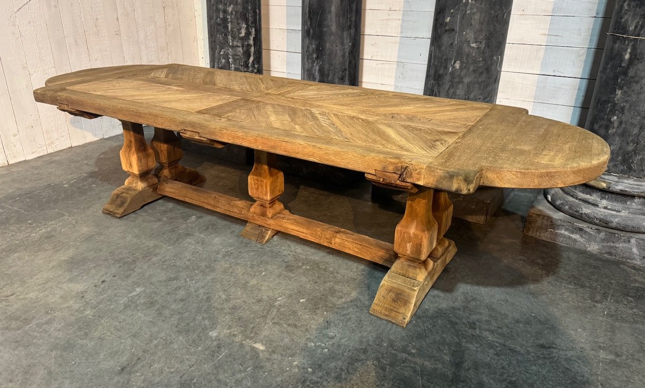 Large French 3-Meter Oak Farmhouse Dining Table, 1920s for sale at Pamono