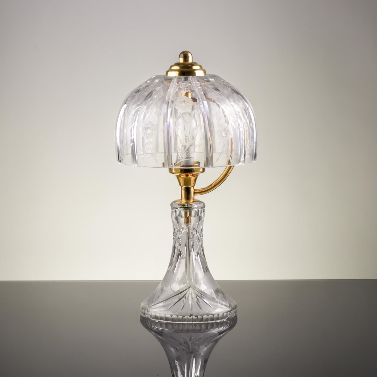 Mid-Century Irish Table Lamp in Cut Crystal Glass & Brass, 1960s for ...