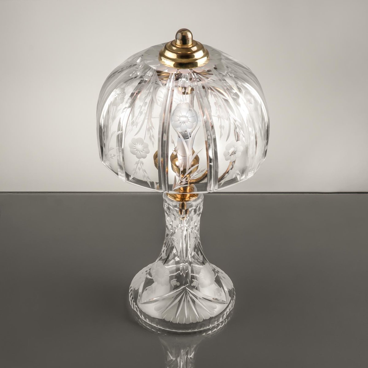 Mid-Century Irish Table Lamp in Cut Crystal Glass & Brass, 1960s for ...