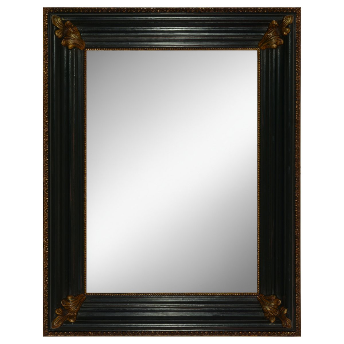 Large Ebonized Wood Wall Mirror with Gilded Details, Italy, Early 2000s ...
