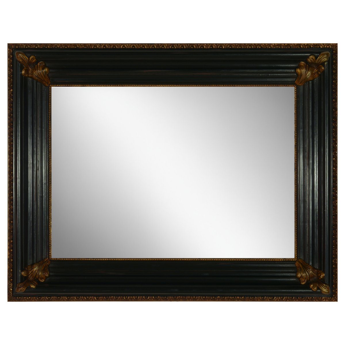 Large Ebonized Wood Wall Mirror with Gilded Details, Italy, Early 2000s ...