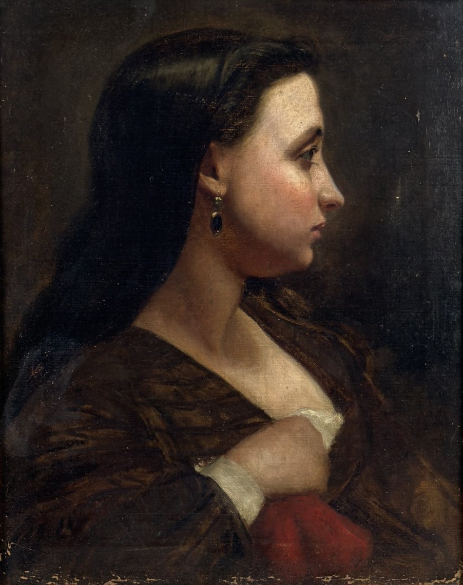 Portrait of a Noble Lady in Profile, 19th Century, Oil on Canvas for ...