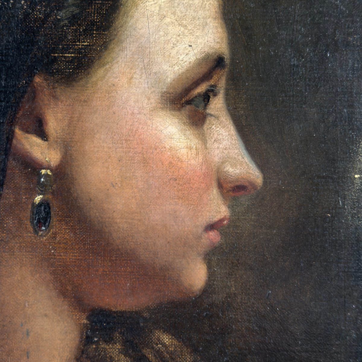 Portrait of a Noble Lady in Profile, 19th Century, Oil on Canvas for ...