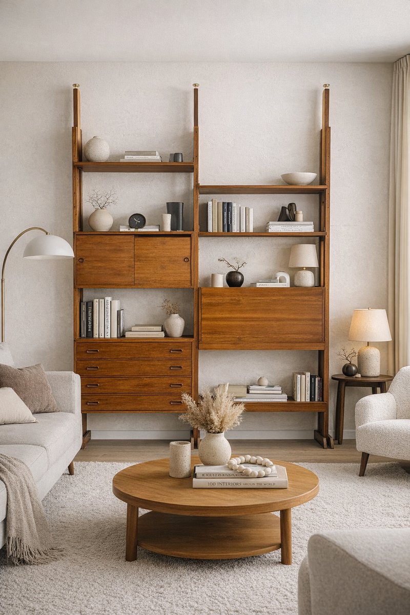 Italian Wooden Modular Bookcase, 1960s for sale at Pamono