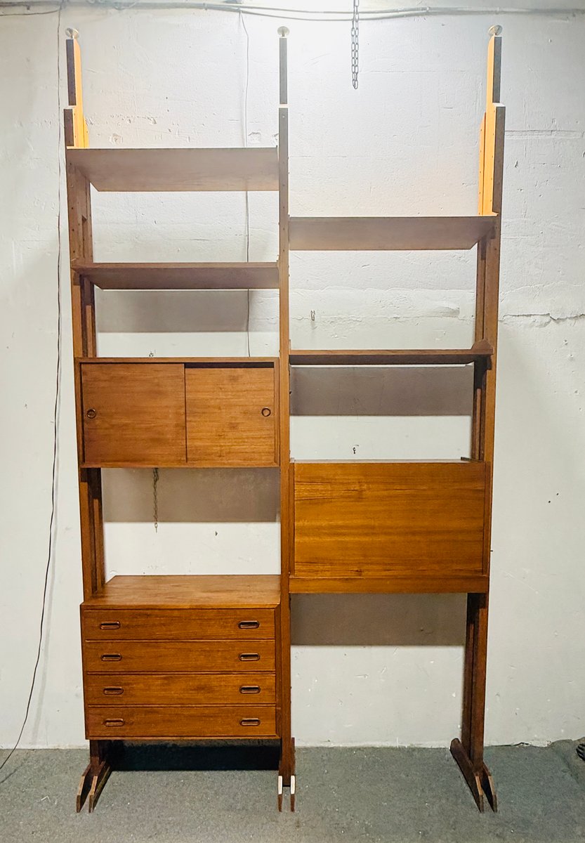 Italian Wooden Modular Bookcase, 1960s for sale at Pamono