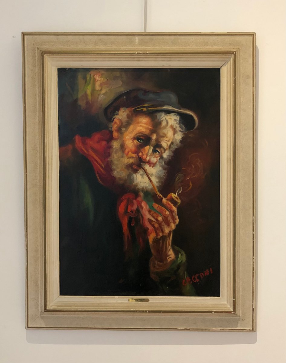 Alberto Cecconi, Man with a Pipe, 1950s, Oil on Canvas, Framed for sale ...