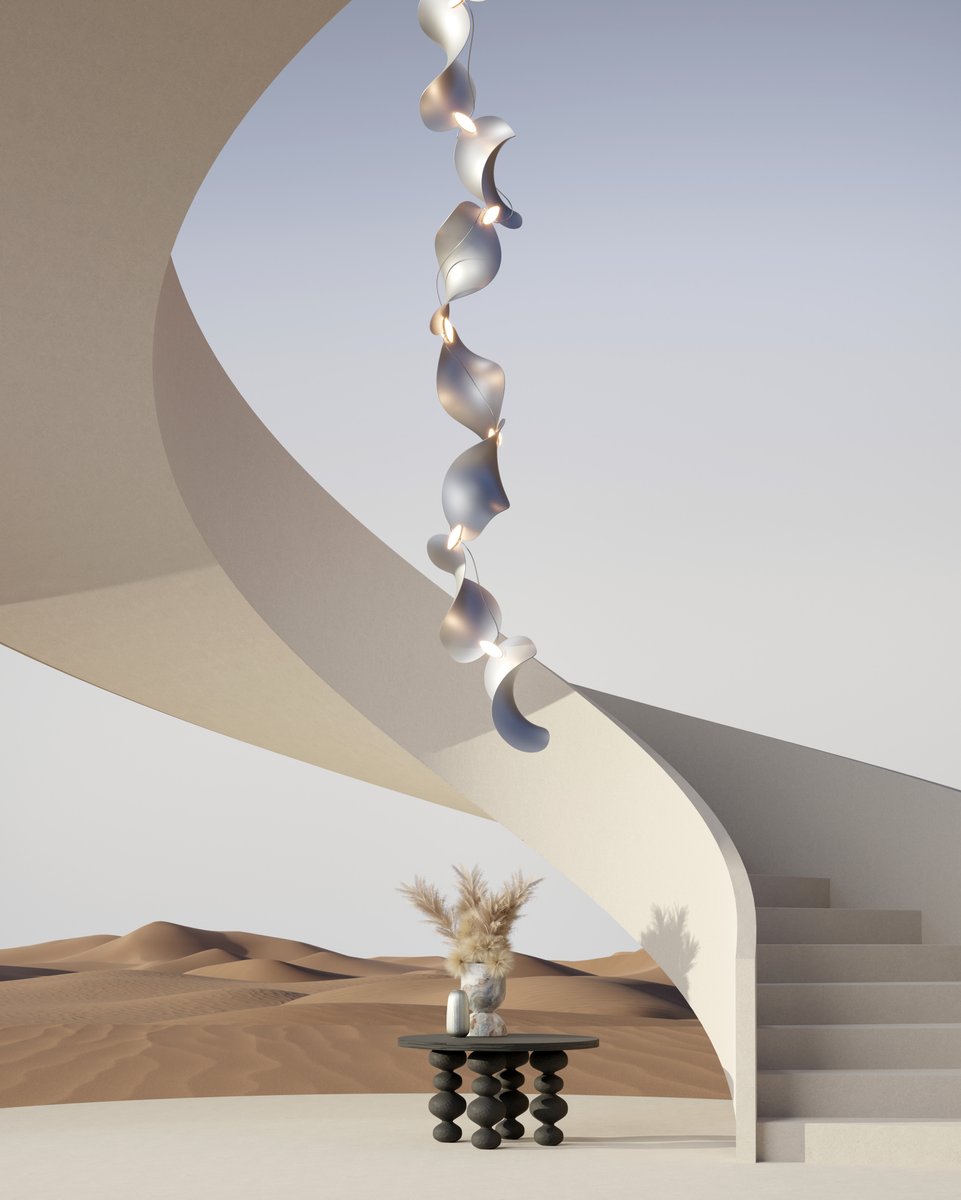 Dune 8 Vertical Line Light with Silver Hand Polished Shades by Daniel ...