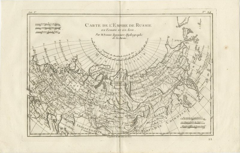 Russian Empire in Europe and Asia Enlightenment Map by Rigobert Bonne ...