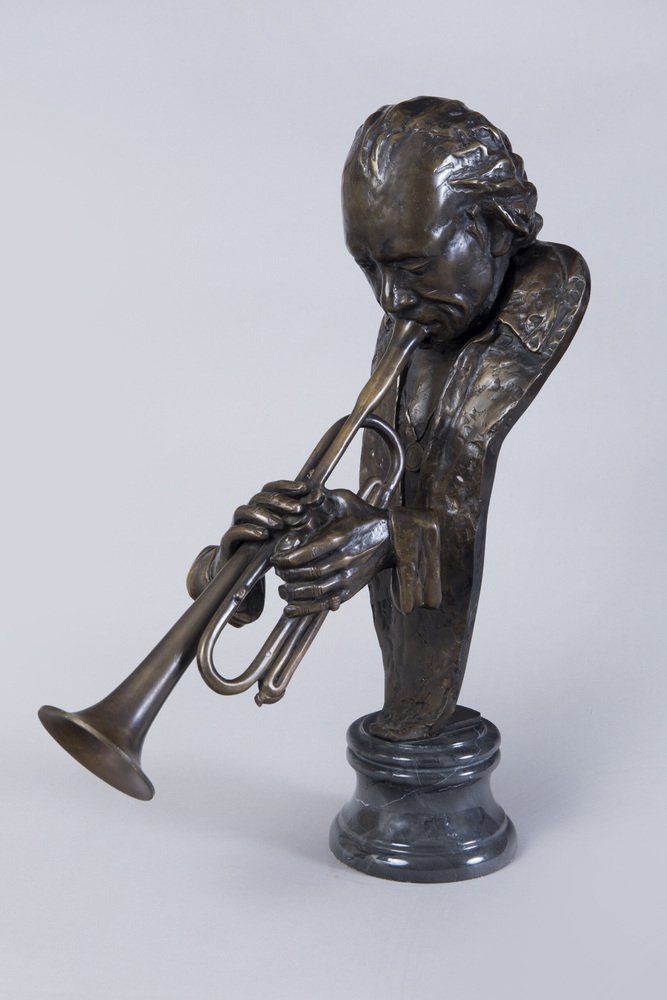 Art Deco Miles Davis Sculpture in Bronze and Marble, Czech, 1930s for ...