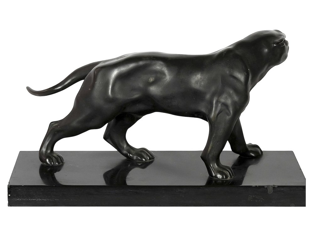 Jacques Limousin, French Art Deco Panther Patinated Sculpture, 1940s ...