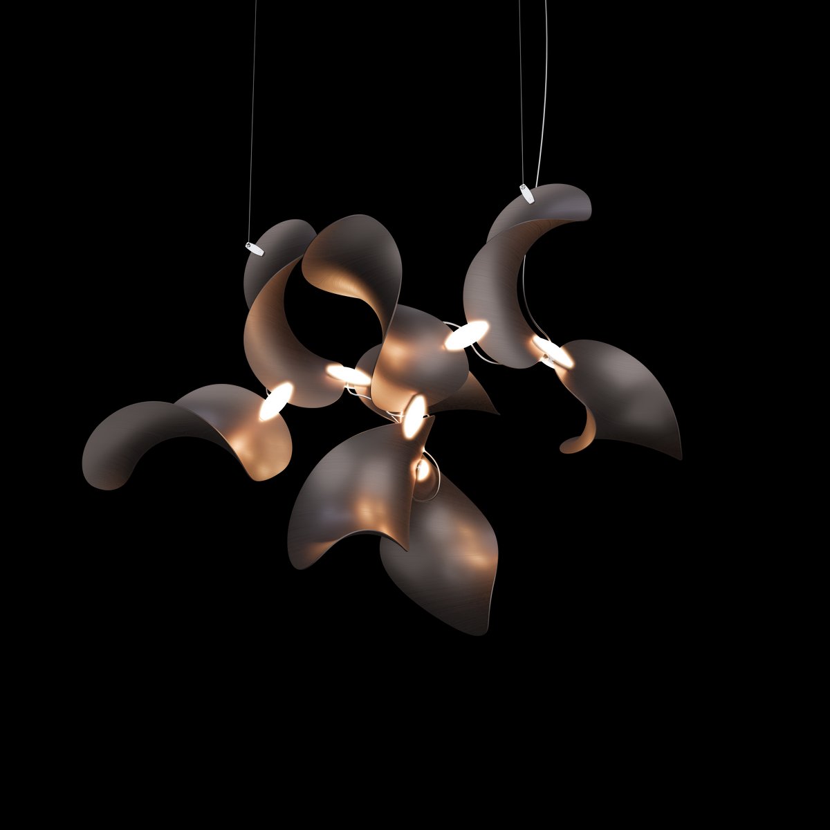 Lustre avec Abat-jours en Bronze Foncé Métallique Dune 8 par Daniel ...