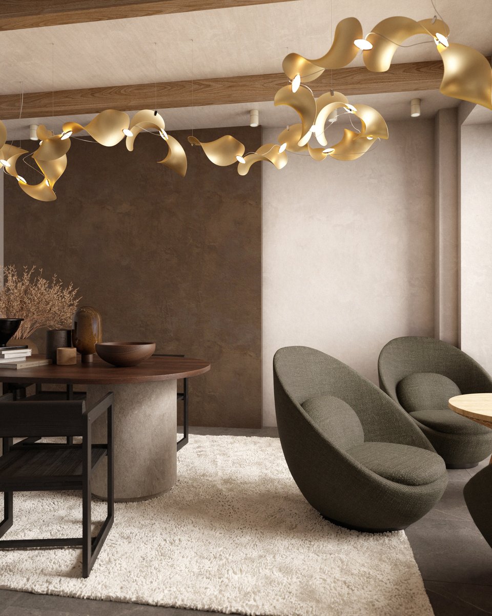 Lustre avec Abat-jours en Bronze Foncé Métallique Dune 8 par Daniel ...