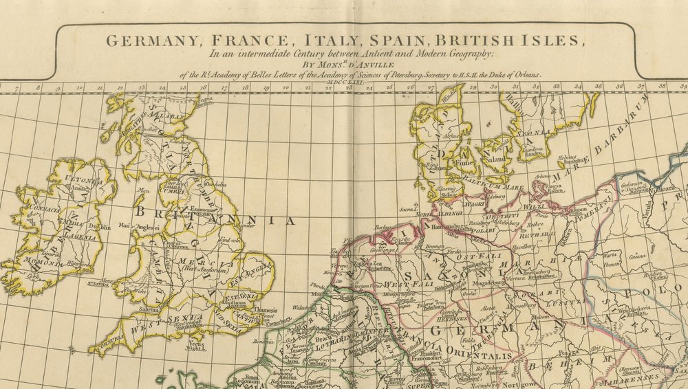Antique Map of Europe Roman to Medieval Transition from Danville, 1818 ...