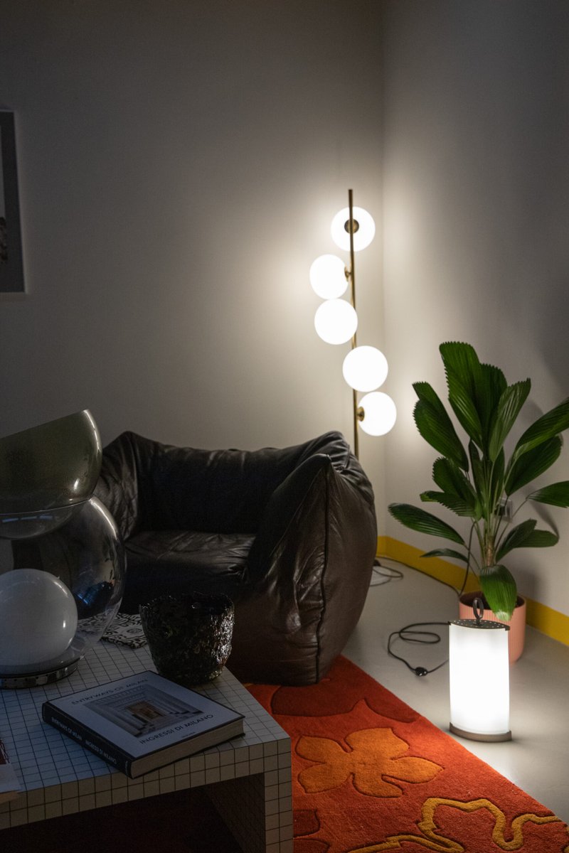 Multi-Light Floor Lamp with Marble Base, 1980s for sale at Pamono
