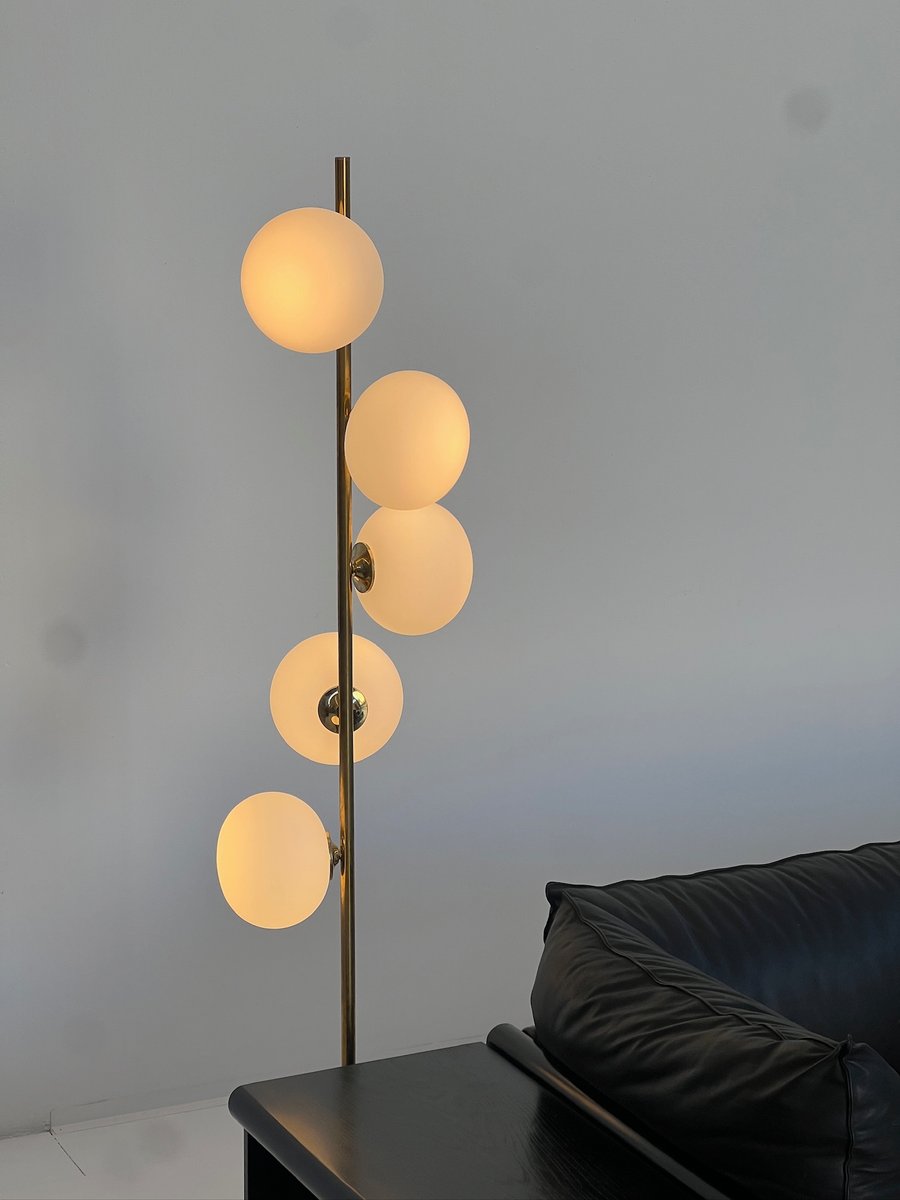 Multi-Light Floor Lamp with Marble Base, 1980s for sale at Pamono