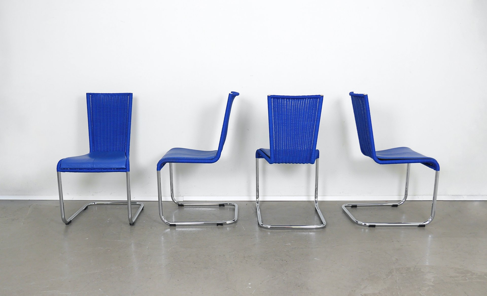 Blue B 20 Cantilever Chairs with High Back and Leather Upholstery by ...