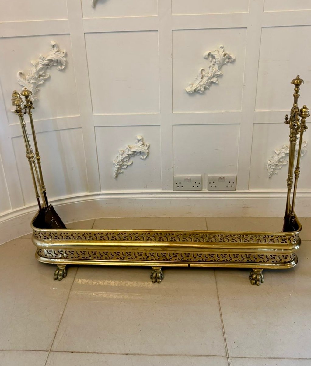 Antique Regency Brass Fender with Original Fire Irons, 1830 for sale at ...