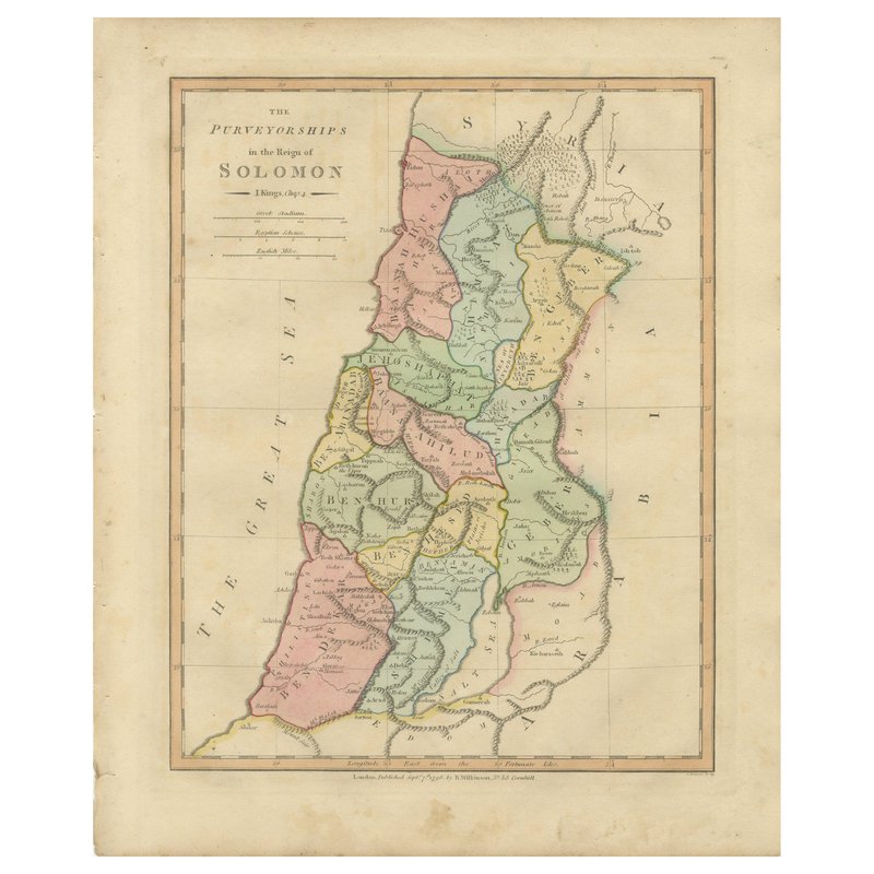 Biblical Map of The Purveyorships in the Reign of Solomon, 1798 for ...