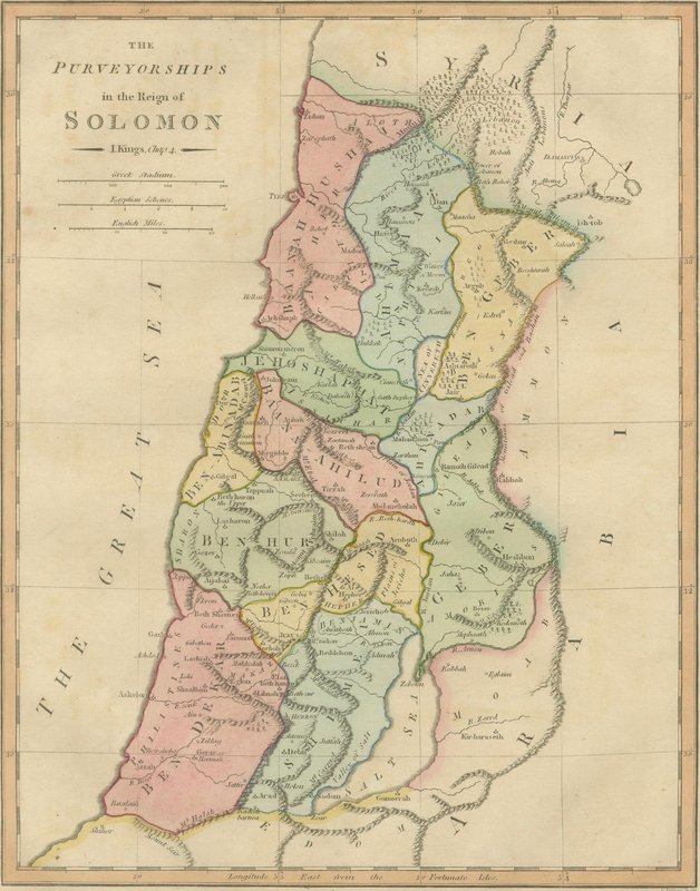 Biblical Map of The Purveyorships in the Reign of Solomon, 1798 for ...
