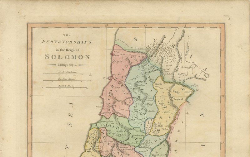 Biblical Map of The Purveyorships in the Reign of Solomon, 1798 for ...